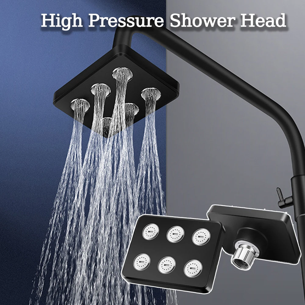 Square High Pressure Shower Head Water Saving Rainfall Showerhead Top ...