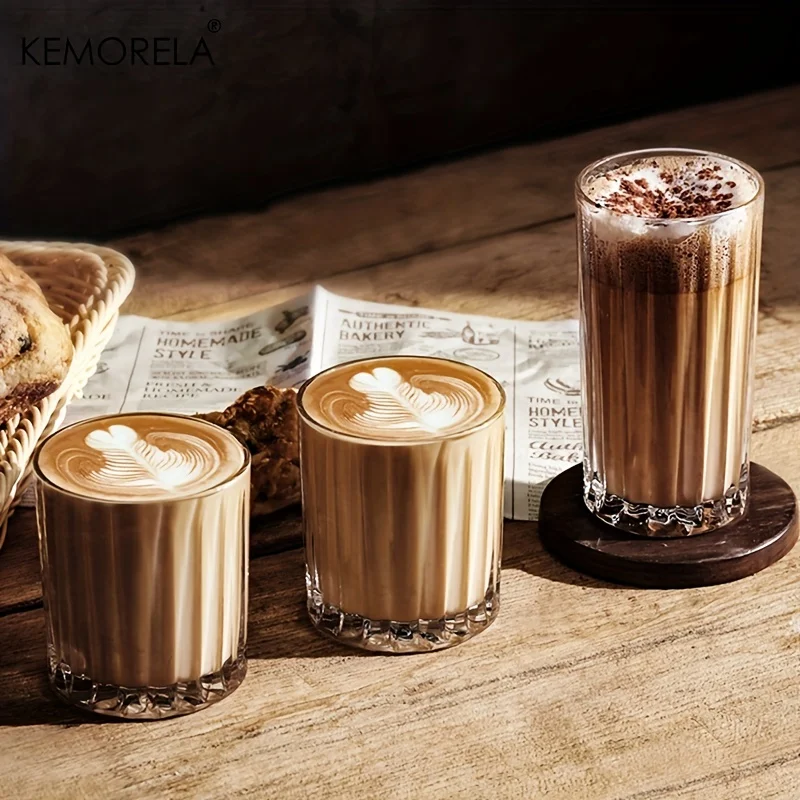 Kemorela Iced Coffee Cup Milk Cafe Latte Classic Retro Drinking Wine Cocktail Tea Glass Tumbler ...