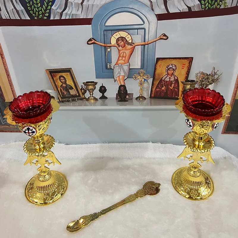 Gold Orthodox Cross Scoop Religious Holy Water Tool Spoon Catholic ...