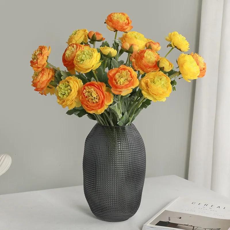 Bouquet Artificial Flowers Orange | Ranunculus Artificial Flowers ...
