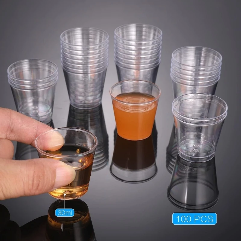 100-Pcs-Reusable-Plastic-Shot-Glasses-30ml-Shot-Cups-For-Party-Clear ...