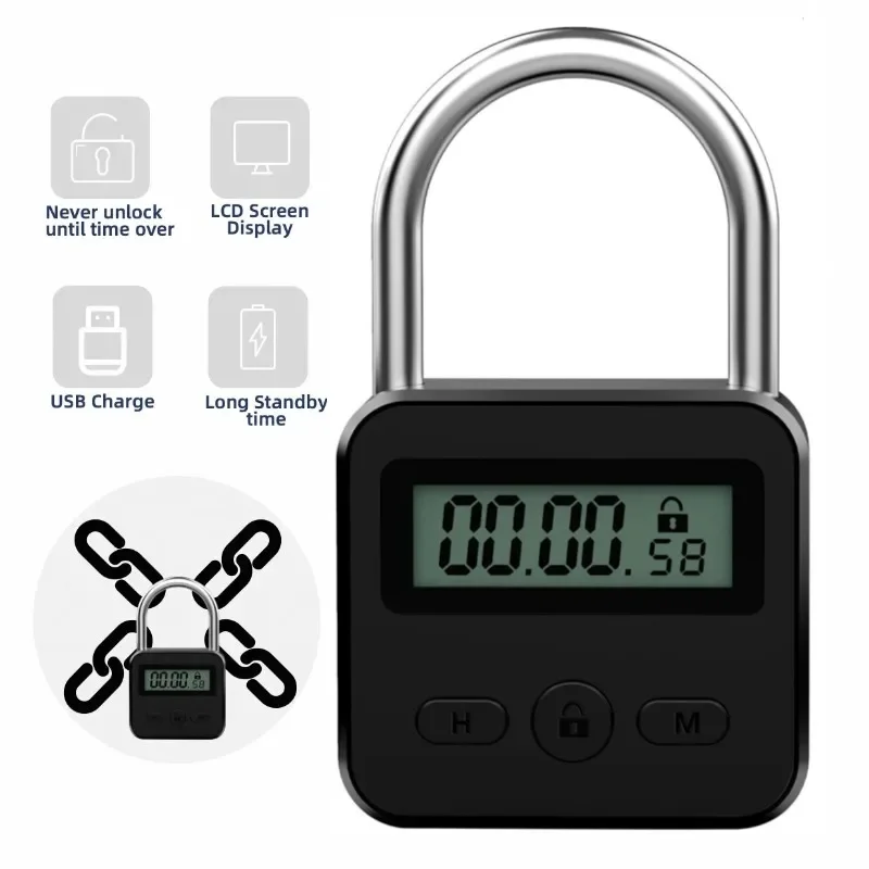 Timer Padlock 99 Hours Max Timing LCD Display Zinc Alloy Super Long ...