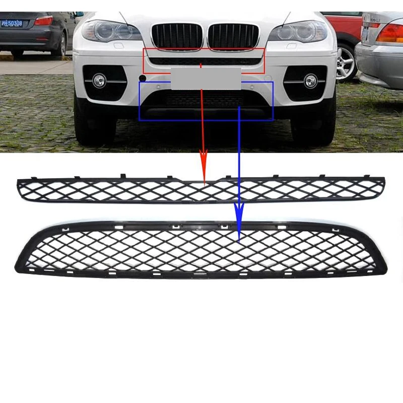 Front Bumper Lower Upper Central Grills for BMW X6 E71 E72 Hybrid 2008-2014