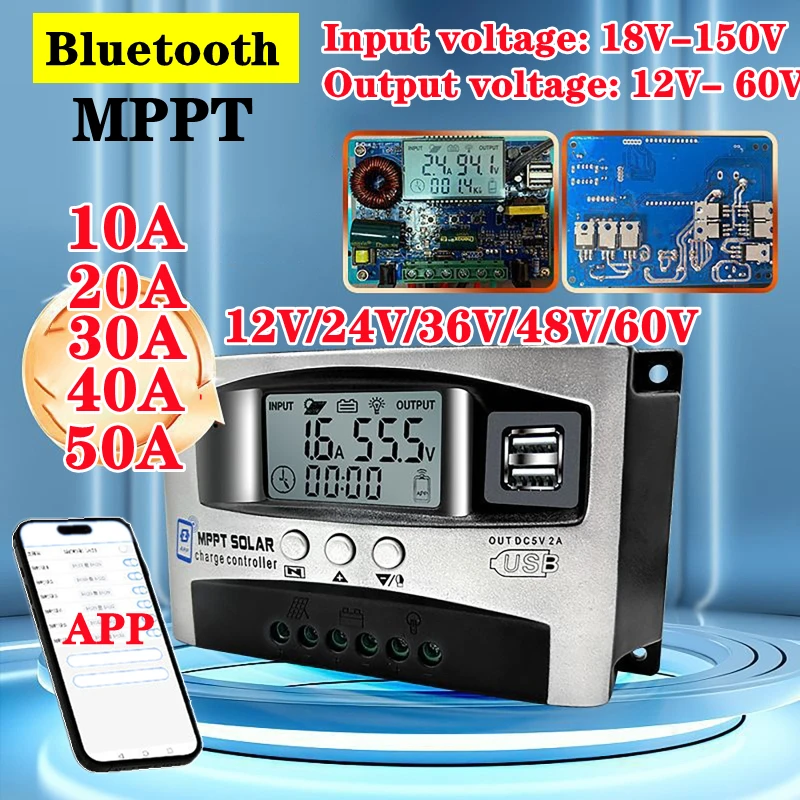 10A-20A-30A-40A-50A-12V-60V-Step-down-MPPT-Solar-Controller-w-LCD ...