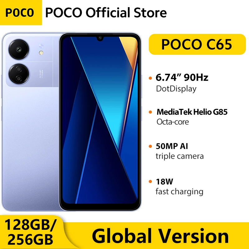 Global Version POCO C65 128GB/256GB MediaTek Helio G85 Octa Core NFC 5000mAh 18W Charging 6.74 ...