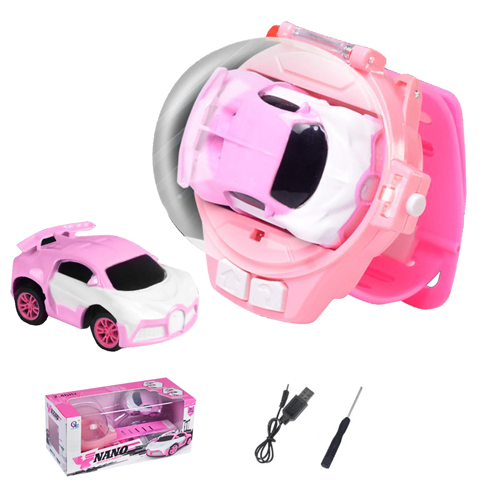 Mini voiture télécommandée de dessin animé, jolie voiture télécommandée amovible dans la montre ...