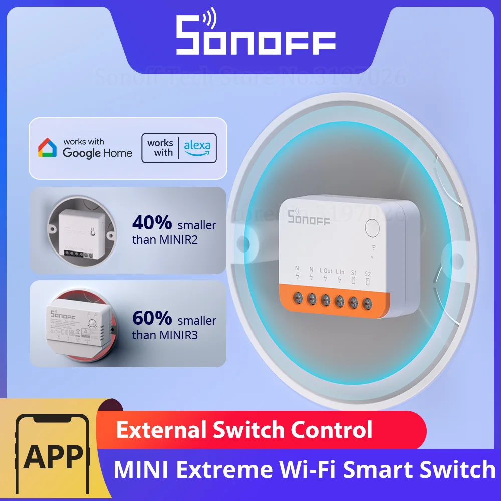 SONOFF MINIR4 Extreme Wi-Fi Smart Switch Detach Delay Tiny Size ...