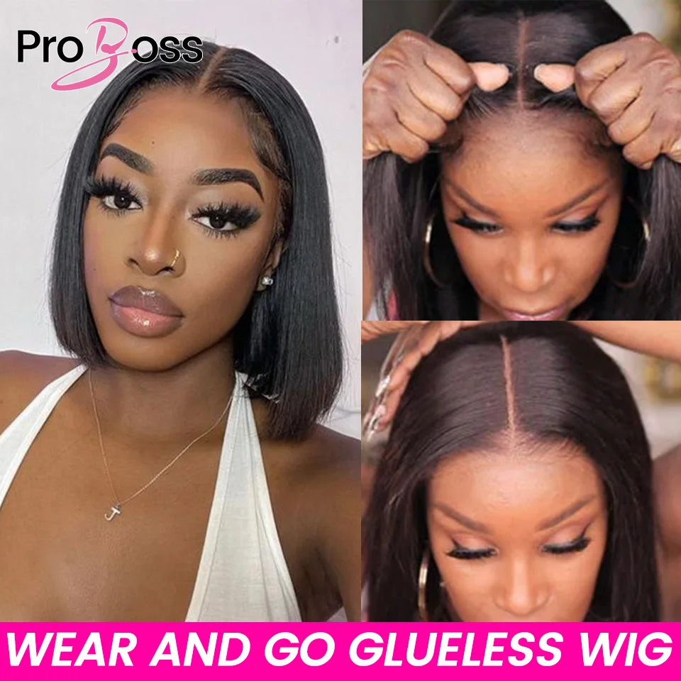 Wear-and-Go-Bob-Wig-Straight-Glueless-Bob-Wigs-Human-Hair-Pre-cut-Lace ...