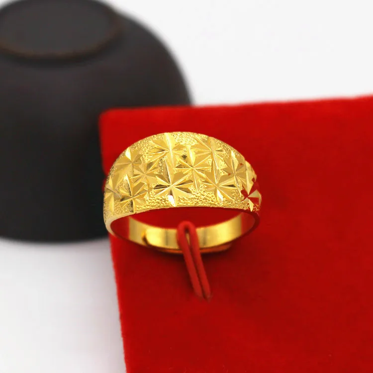 Real-24K-Gold-Star-Face-Ring-Fine-Jewelry-Pure-Gold-Rings-Luxury ...