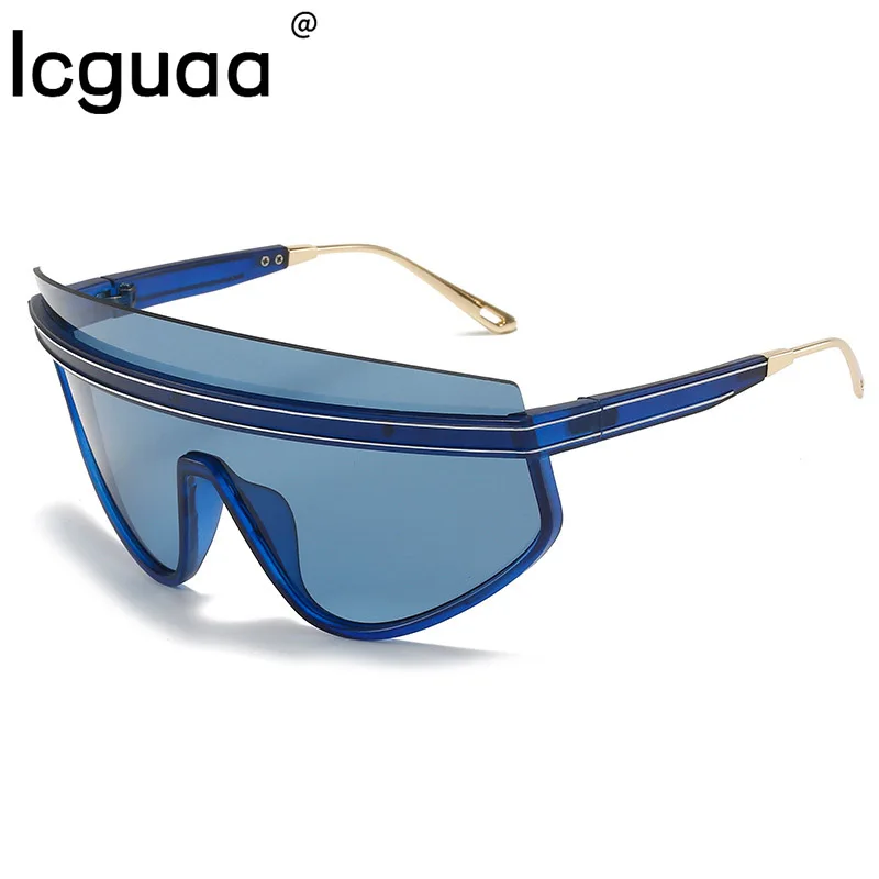 Luxury Brand Oversized Onepiece Shield Shades For Women Semi Rimless ...