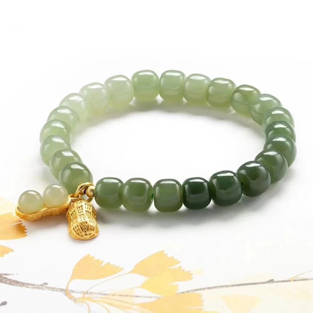 Natural Hetian Jade Buckle Bracelet Amulet Transfer Beads Bracelet for ...