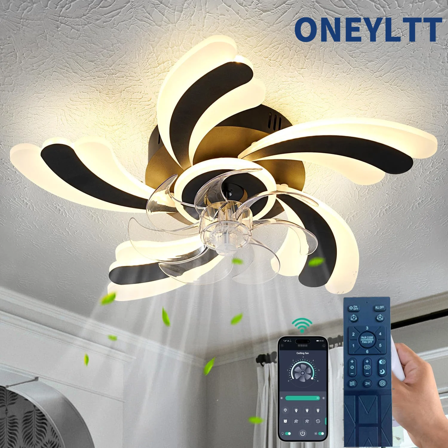 Modern-art-ceiling-fan-light-smart-mute-living-room-bedroom-dining-room ...