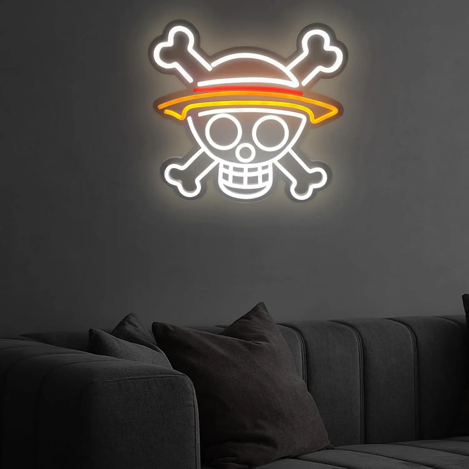 One Piece Neon Wall Light - Skull USB-Powered Sign