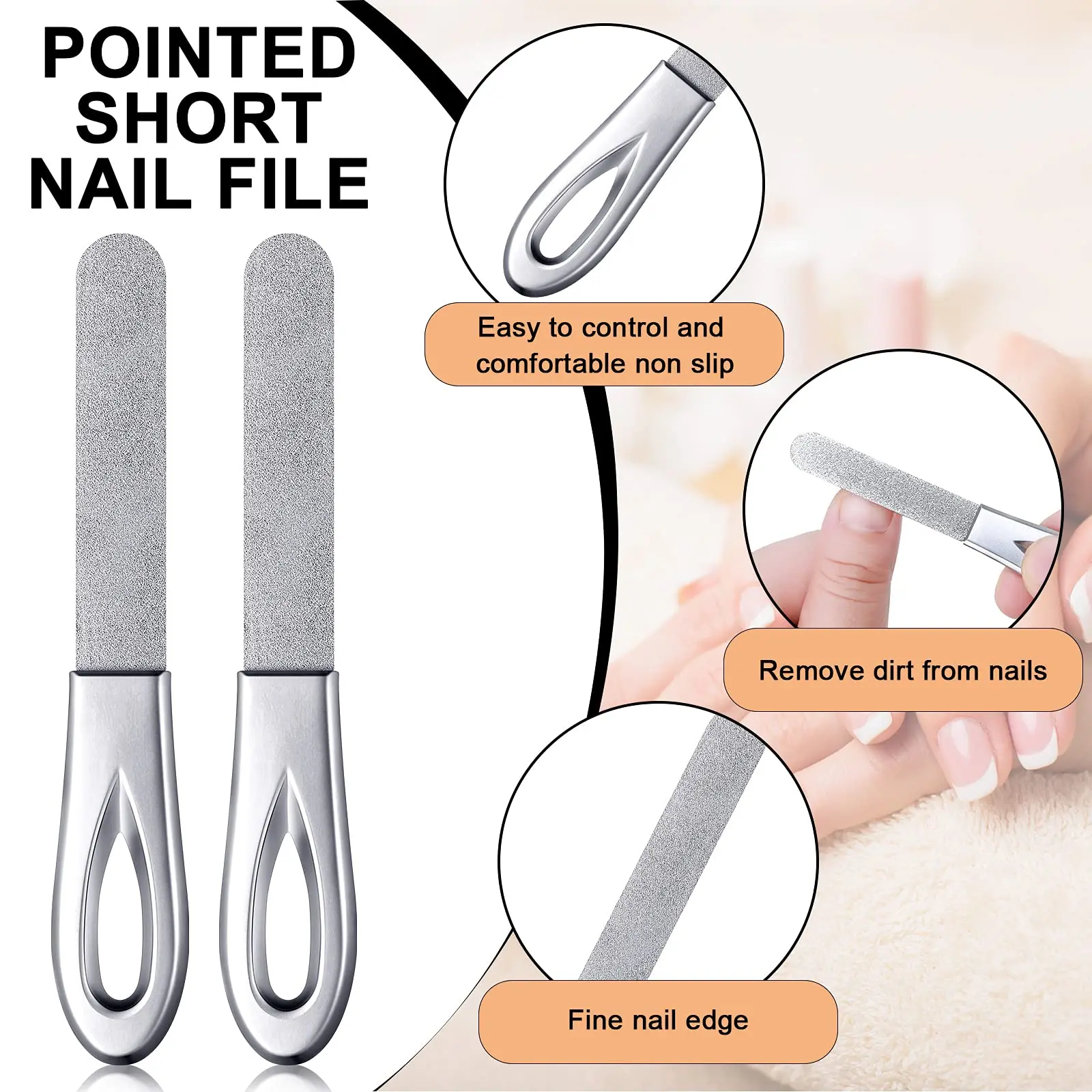 3.6'' Nail Files Double Sided for Natural Nails with Case180 Grits ...