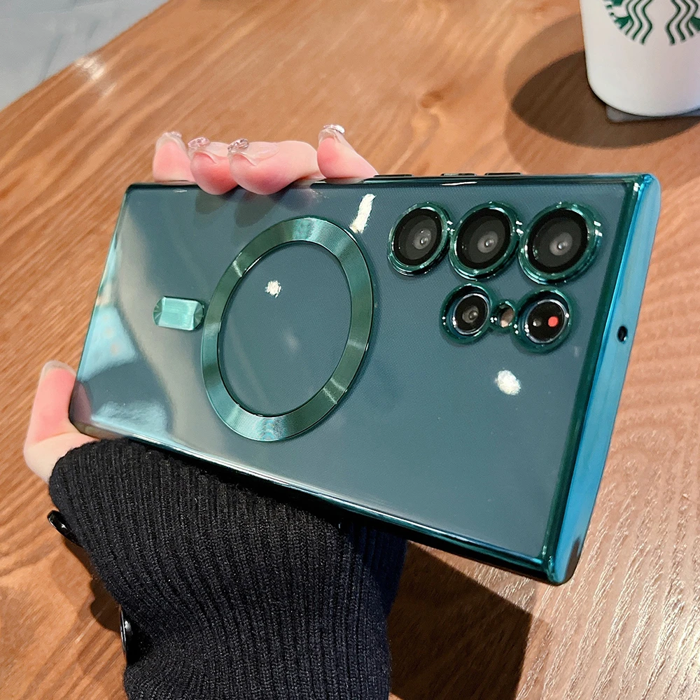 Original für for magsafe magnetische Handy hüllen für Samsung Galaxy S23 S22 Ultra Plus Plating ...