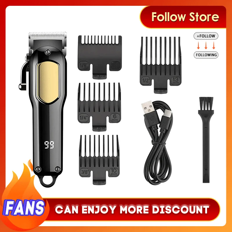 Black-Cordless-Electric-Hair-trimmer-wireless-barber-clipper-Set ...