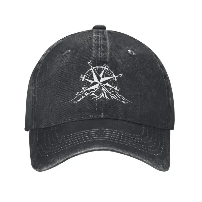 Custom Compass Rose Mountain Baseball Cap For Men Women Cotton ...