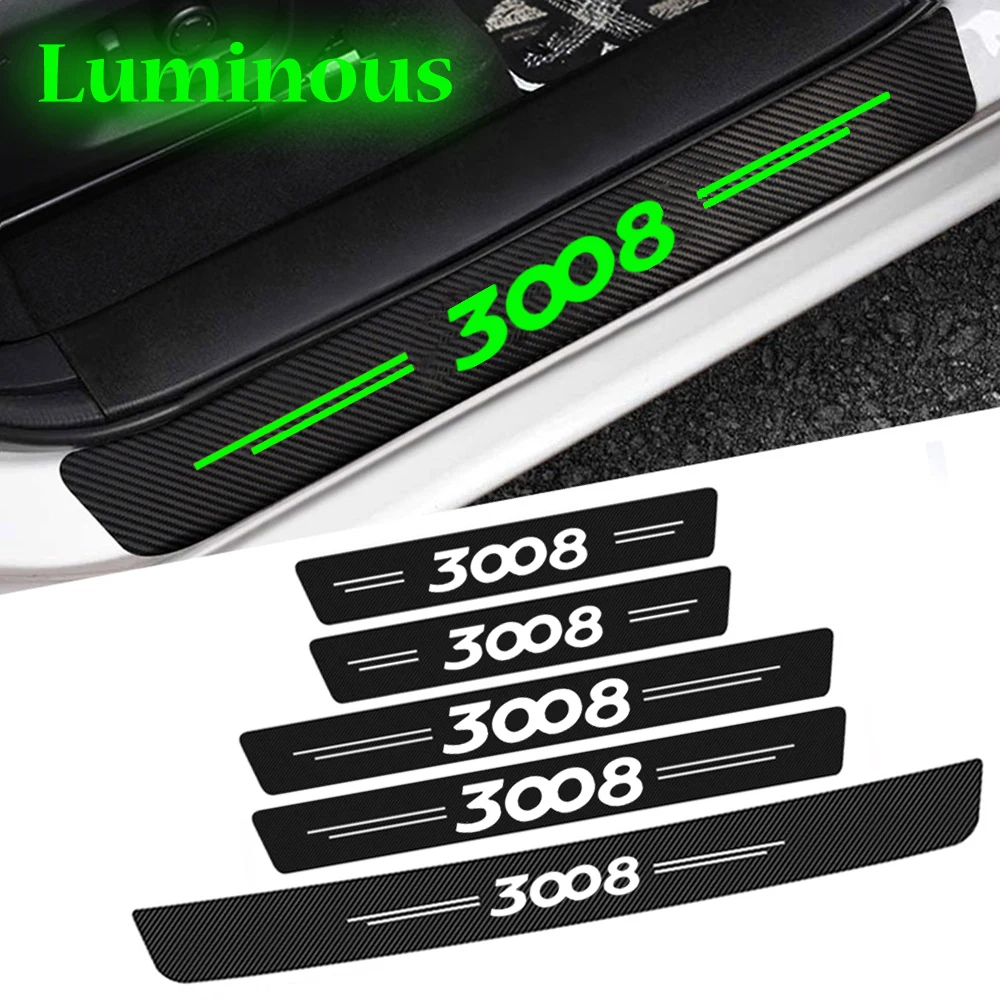 Luminous Tape Car Door Threshold Sill Protector Trim for Peugeot 3008 ...