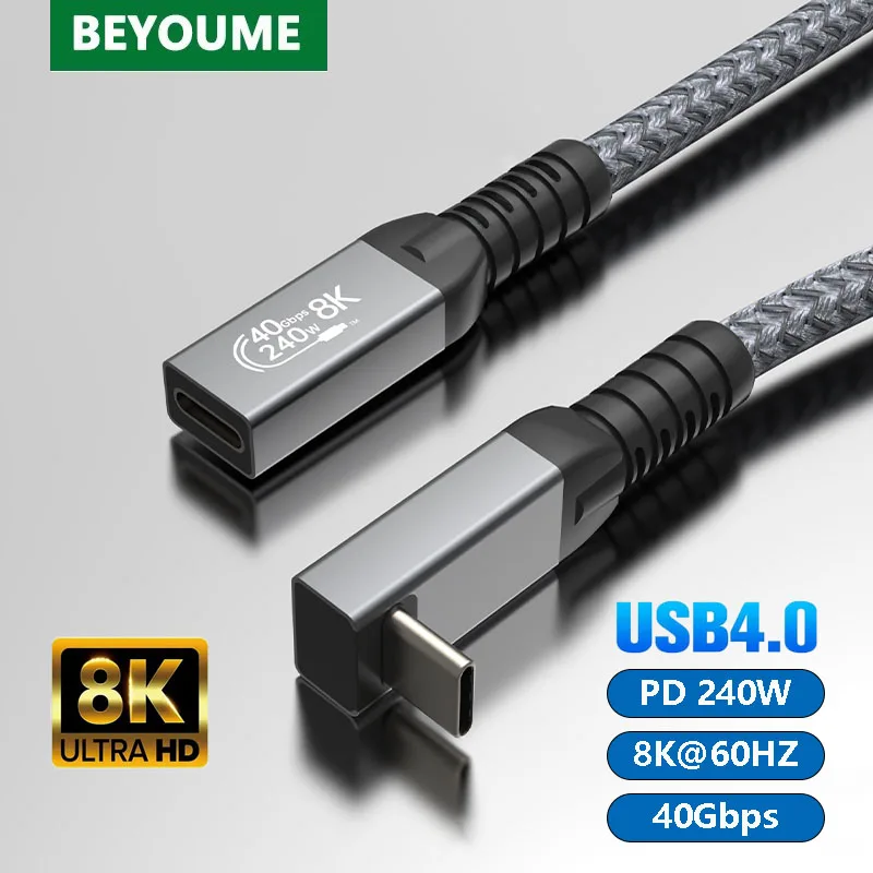 90-Degree-Thunderbolt-4-USB-C-Extension-Cable-40Gbps-PD240W-Fast-Charge ...