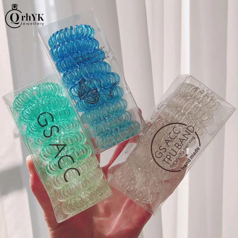 9PCS-Colorful-Telephone-Wire-Hair-Ring-Girls-Traceless-Springs-Elastic ...