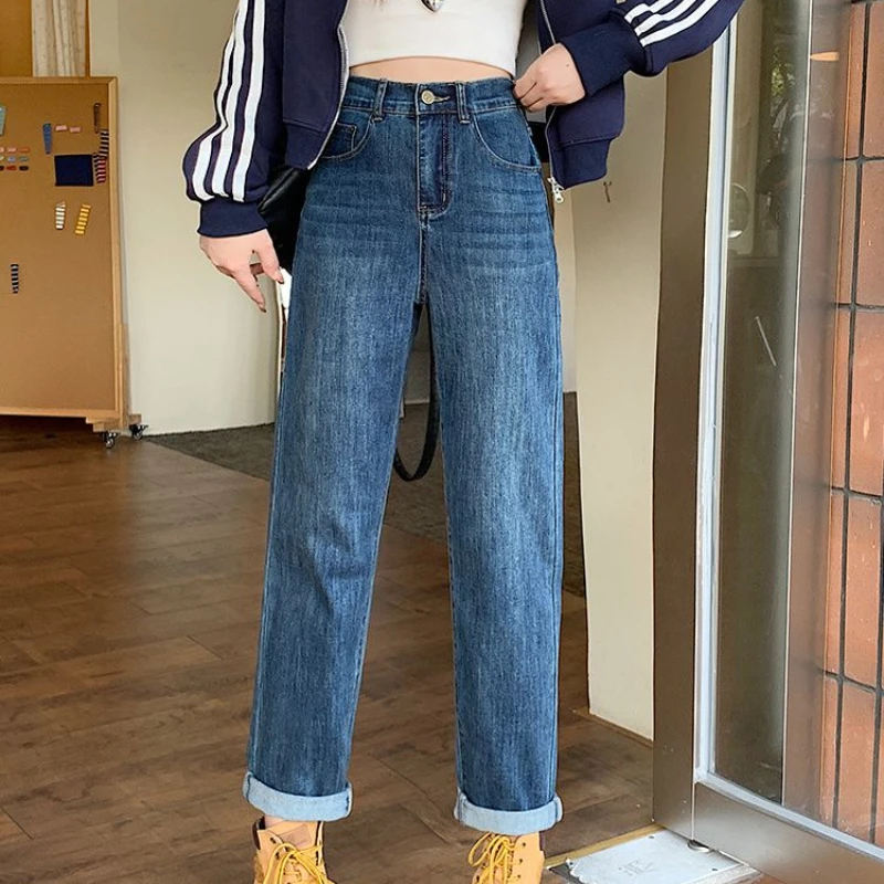 New-Fashionable-Versatile-Style-Retro-Nine-Point-Straight-Leg-Jeans ...