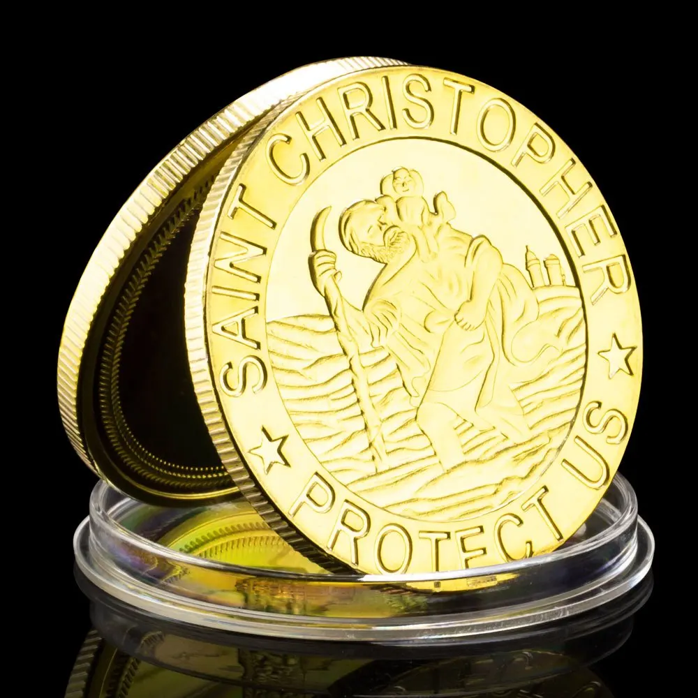 Saint Christopher Protect Us Souvenir Gold Plated Coin Collectible Gift ...
