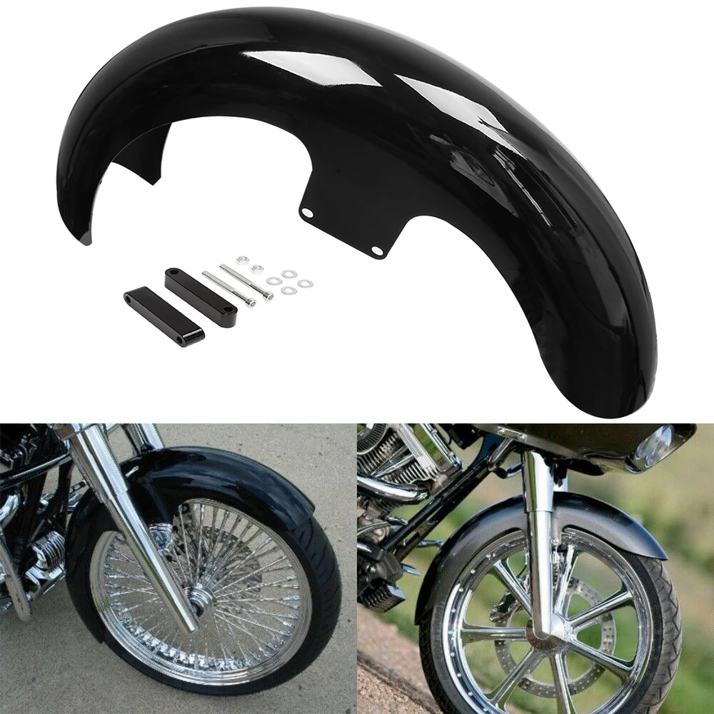 Motorcycle ABS Plastic Gloss Black 21" Wheel Wrap Front Fender For ...