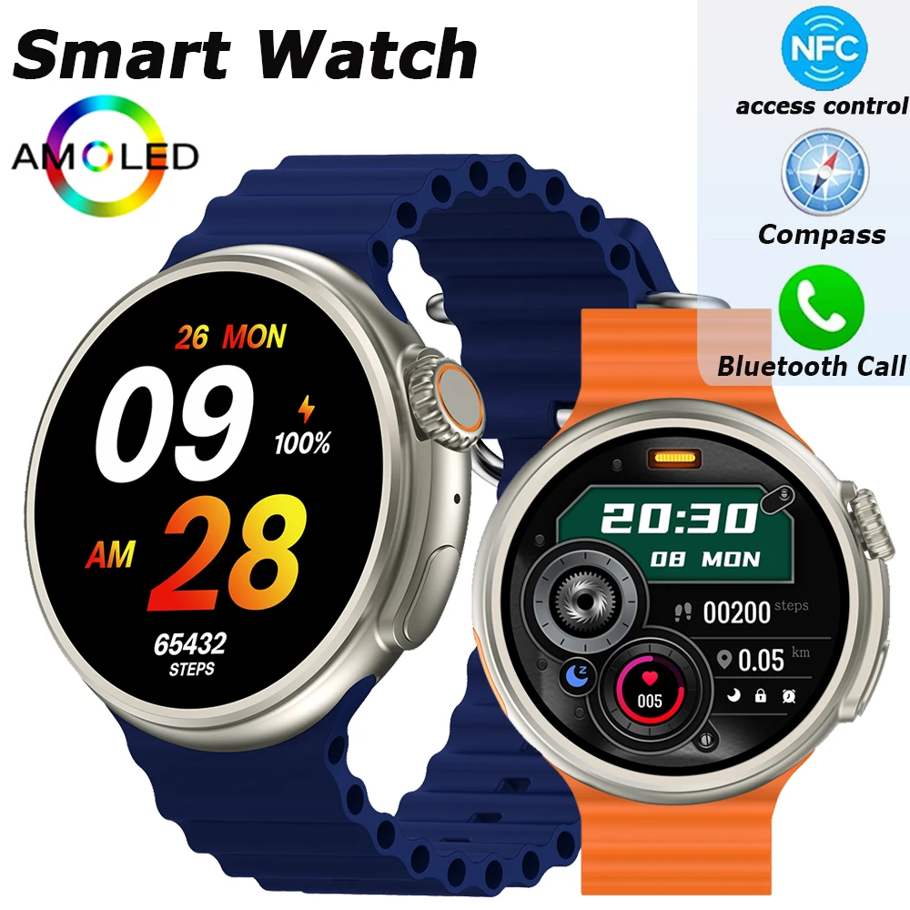 2-024-AMOLED-NFC-Smartwatch-Ultra-Series-8-Bluetooth-Call-Compass-Heart ...