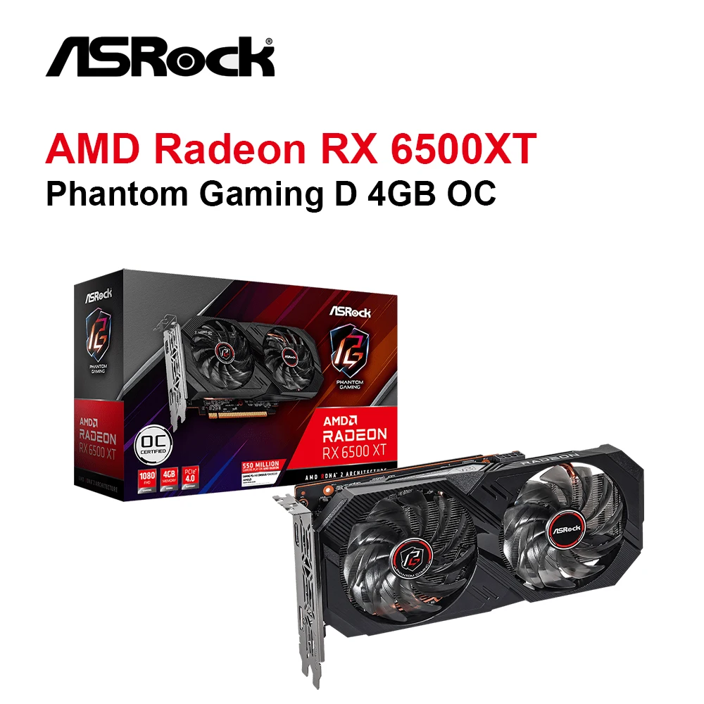 Novo-ASRock-AMD-Radeon-RX-6500-XT-Phantom-Gaming-D-4GB-OC-Placa-de-v ...