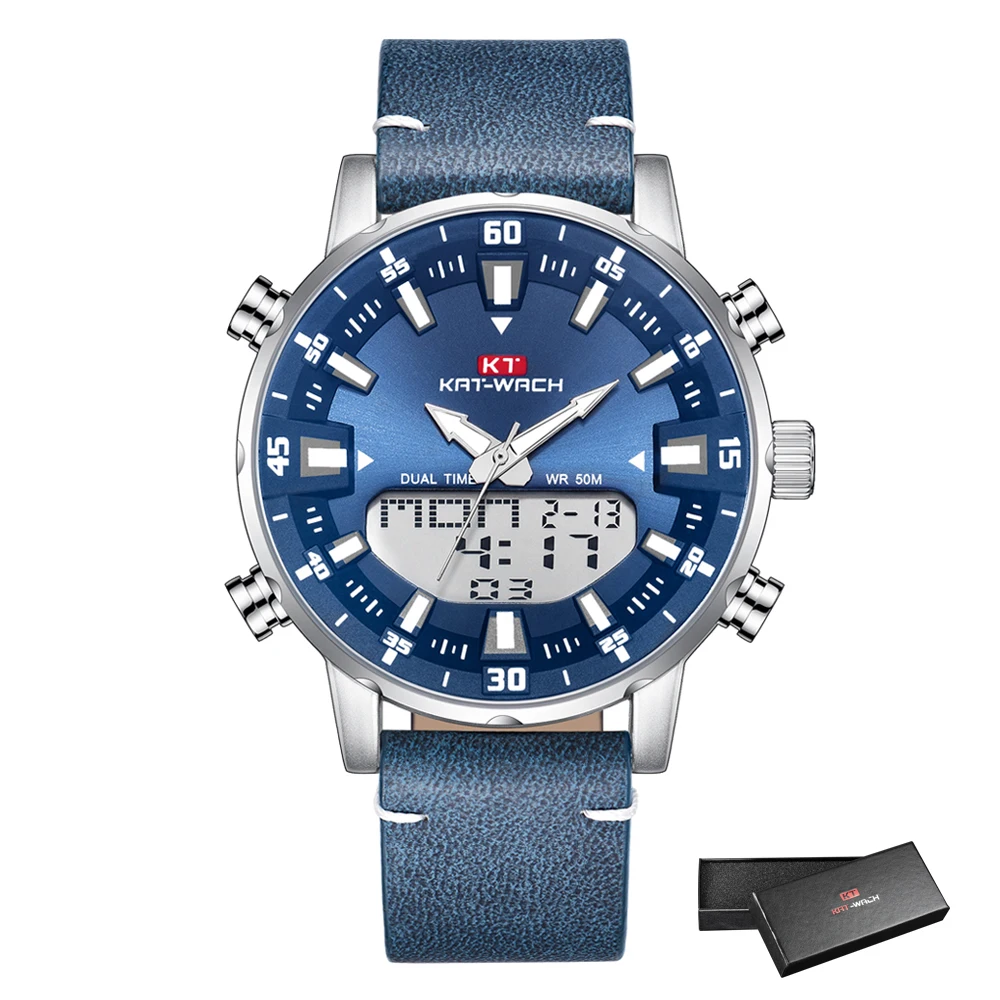 KAT-WACH-Men-s-Watches-Digital-Chronograph-Leather-Quartz-Watch-Sports ...