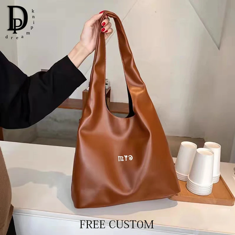 Luxury-Custom-Embroidery-Initials-Tote-Bag-Fashion-PU-Leather-Daily ...