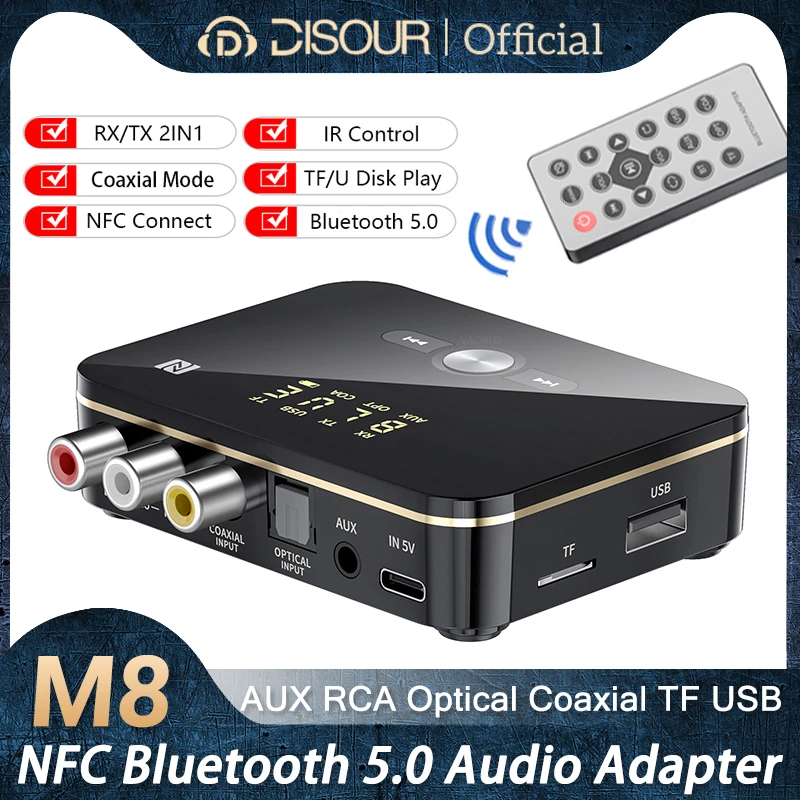 NFC-Bluetooth-5-0-Audio-Adapter-3-5mm-AUX-RCA-Wireless-Receiver ...