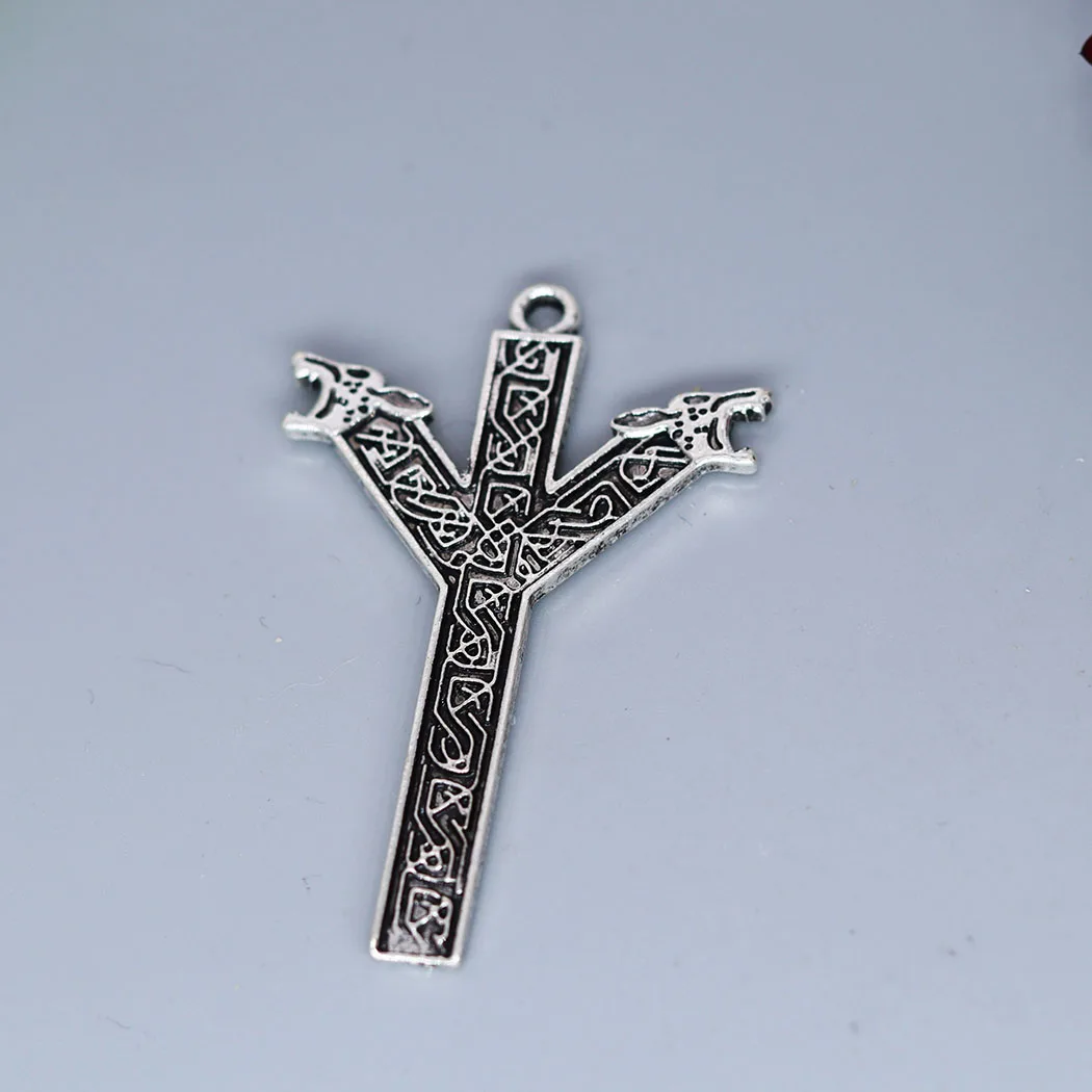 3pcs/Lot Viking Rune Algiz Charm Cross Wolf Pendant for DIY Necklace ...