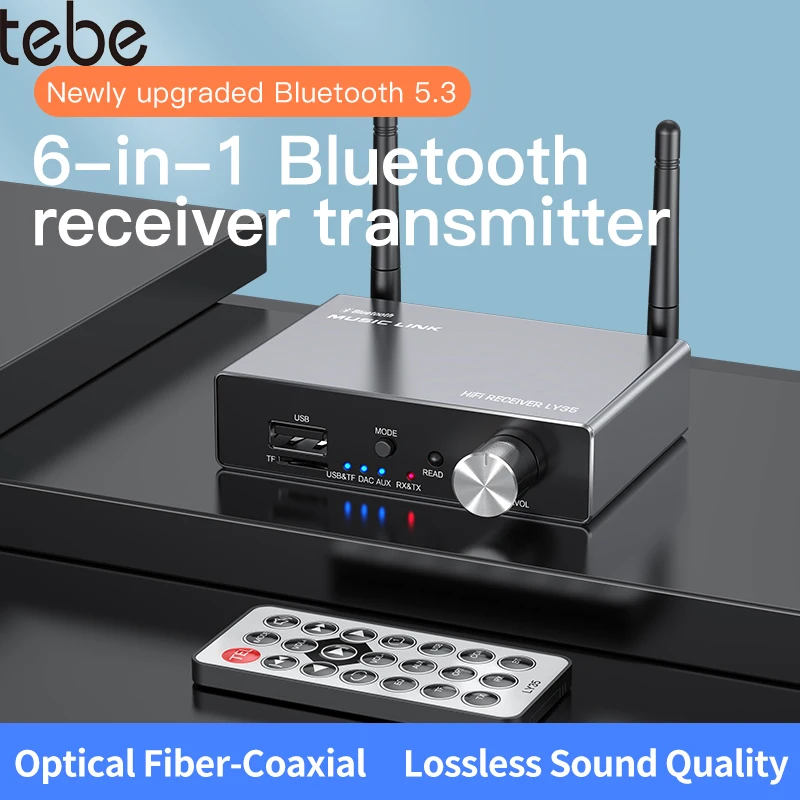 Tebe Coaxial e Toslink Receptor de Áudio Bluetooth, Transmissor, 3.5mm Aux, Adaptador de Música ...