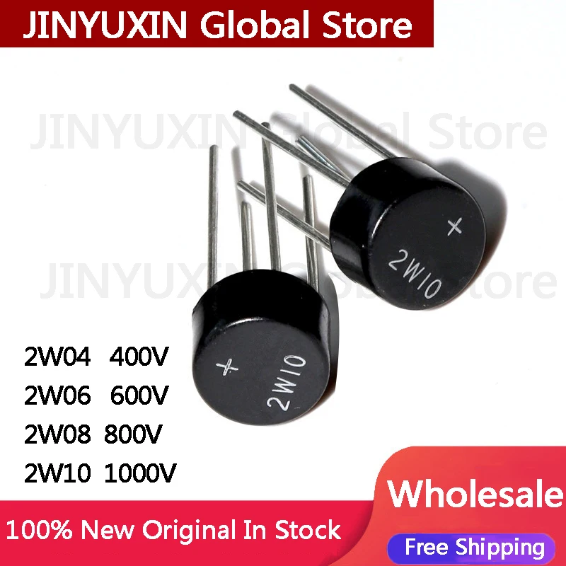 20Pcs New 2W04 400V 2W06 600V 2W08 800V 2W10 1000V 2A Bridge Rectifier ...
