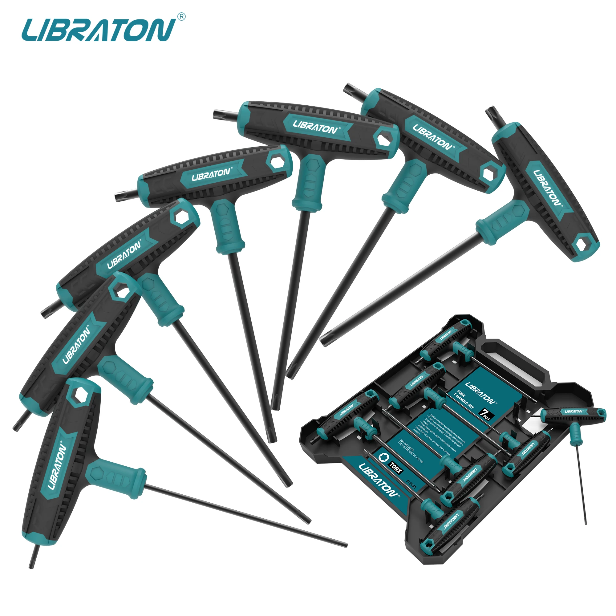 Libraton-7Pcs-T-Handle-Torx-Key-Set-T-Handle-Wrench-Set-Two-tip-Design ...