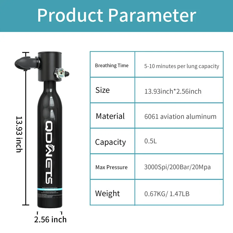 Mini Scuba Diving Tank Oxygen Tank 5-10 Minutes Time Diving Equipment ...