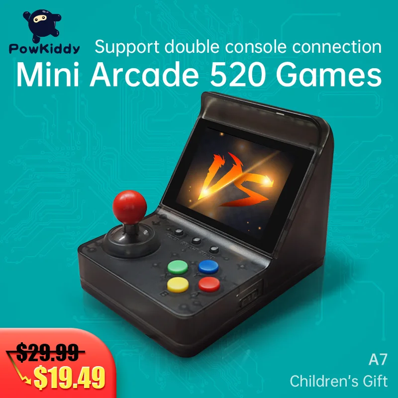 POWKIDDY miniconsola de juegos Arcade A7 de 3 "y 32 bits, 520 juegos ...