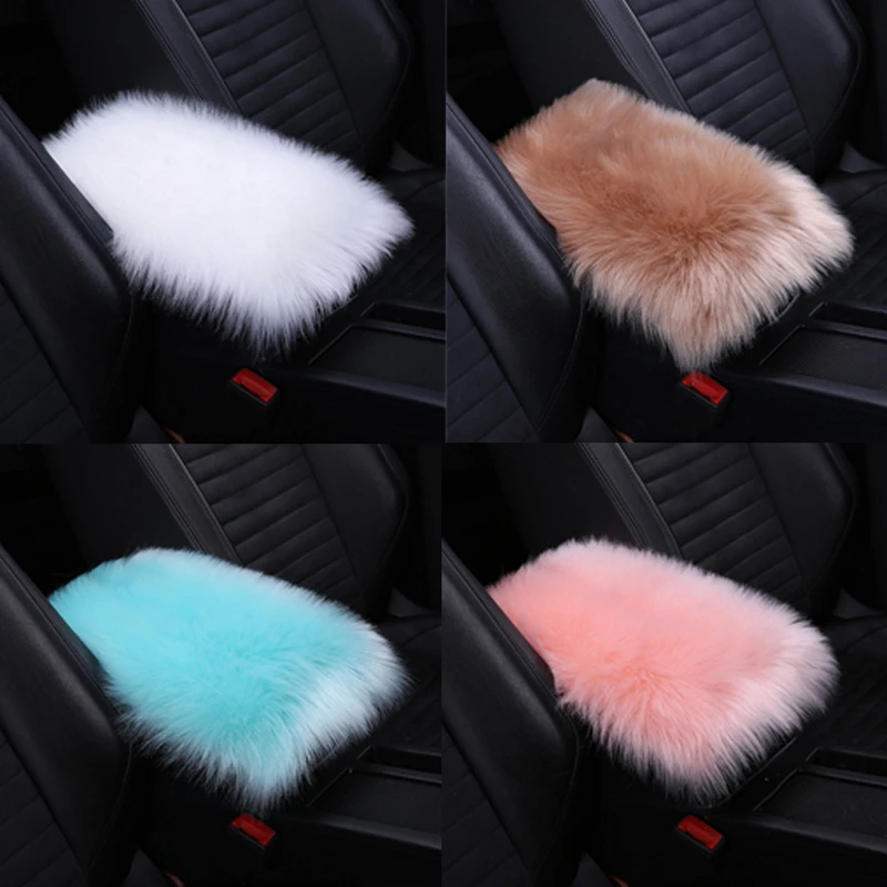 Plush Car Armrest Pad Auto Central Console Armrest Box Cover Arm Rest ...