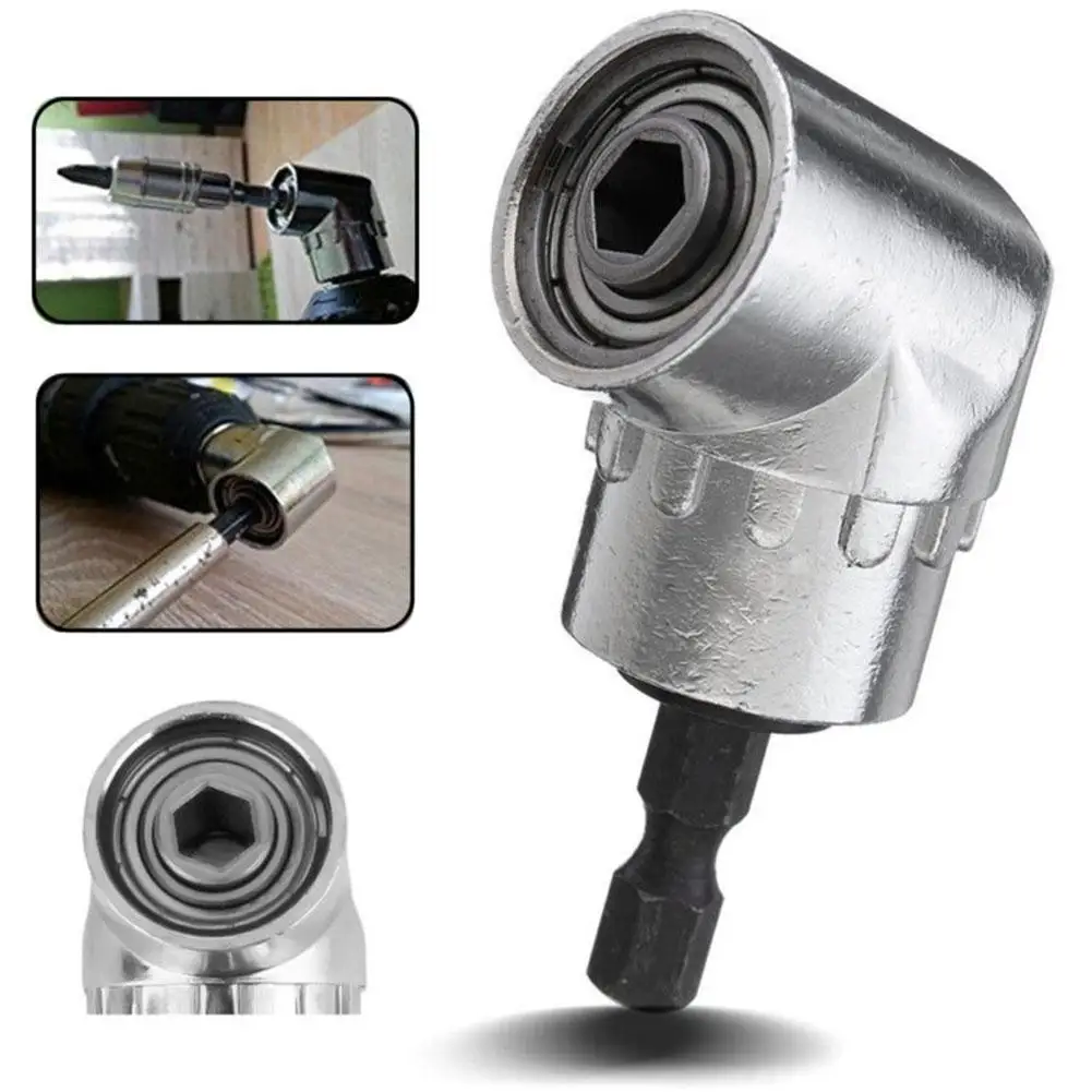 90 Degree Right Angle Drill Screwdriver Adapter Flexible Hand Socket ...