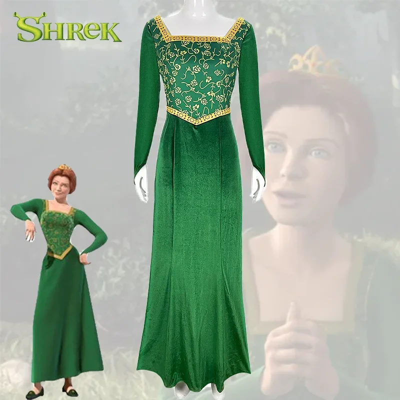 Movie-Shrek-Fiona-Princess-Cosplay-Costume-Green-Dress-Uniform-Suit ...