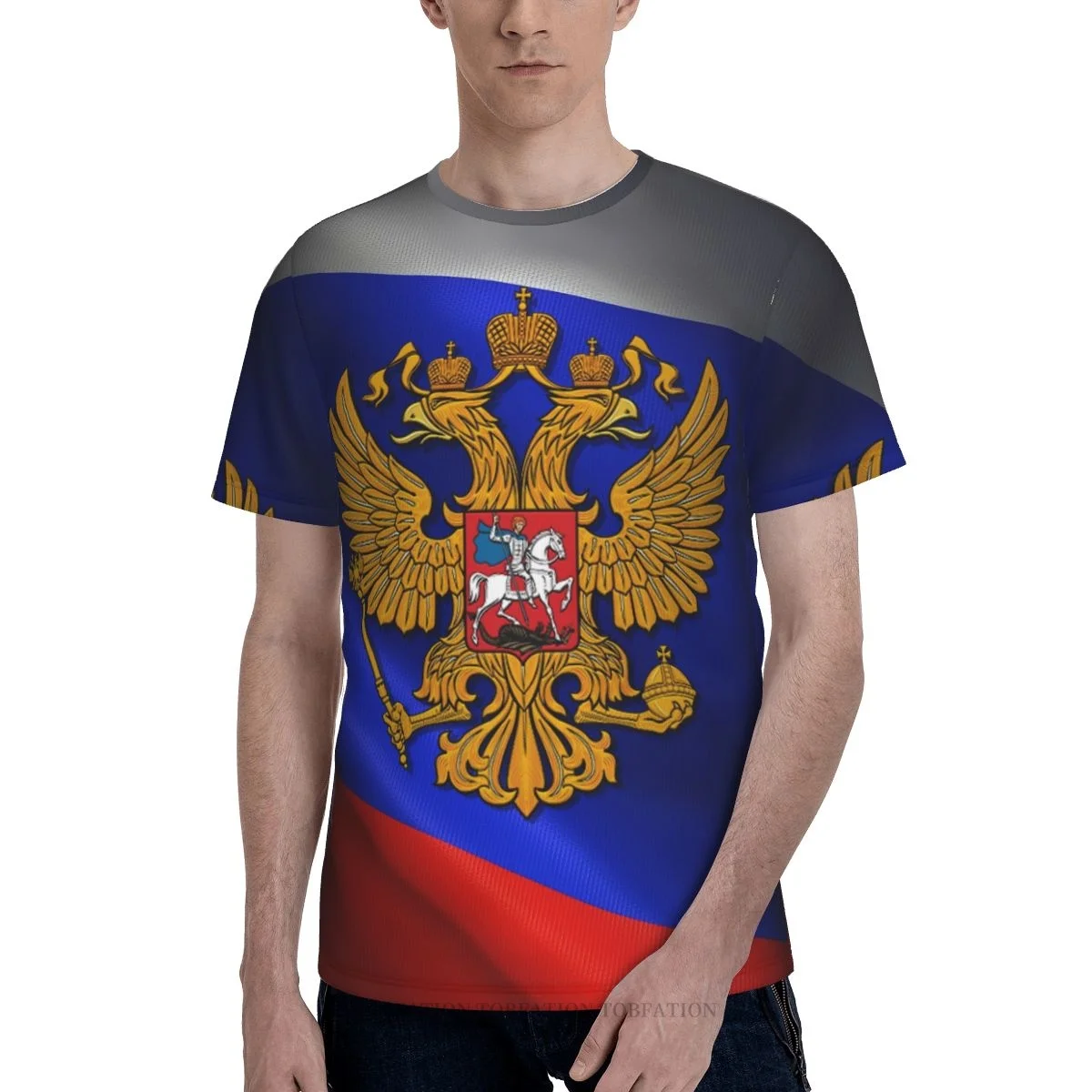 Russian-Flag-Eagle-3D-Print-Polyester-T-shirt-Men-Women-Gym-Short ...