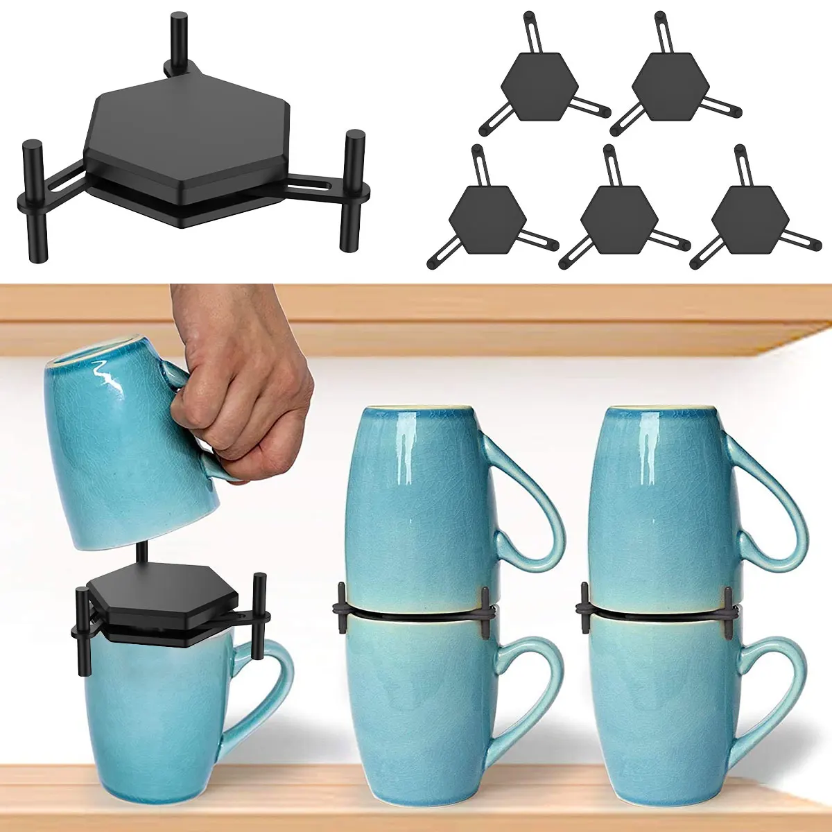 6Pcs-Coffee-Mug-Organizer-Storage-Stacker-Kitchen-Cabinet-Stackable ...