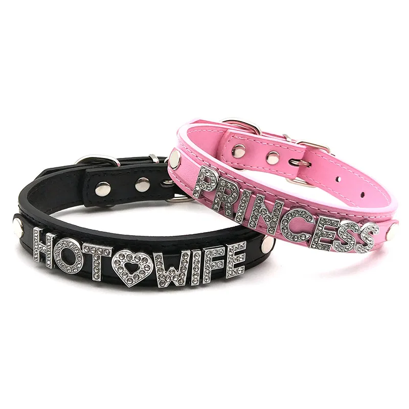Sexy-PU-Leather-Custom-Name-Letters-Choker-Collar-Necklaces-Men-Women ...