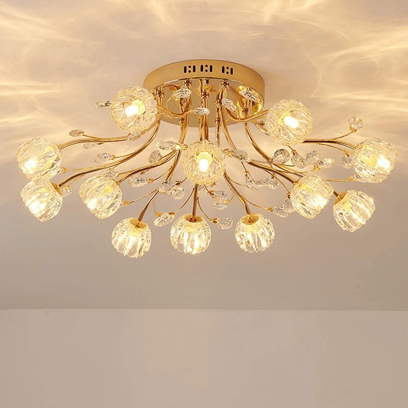 Nordic Luxury Dendritic Crystal Ceiling Lamp Glass Flower Light Shade ...
