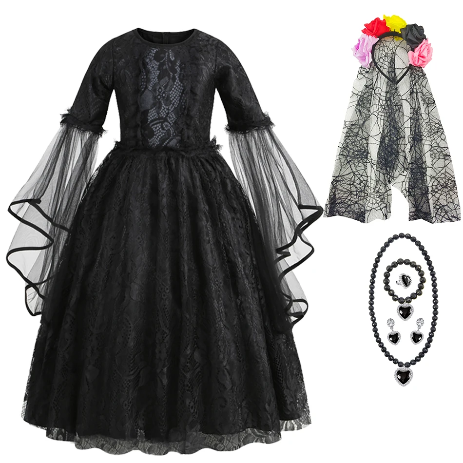 Girls Halloween Ghost Bride Cosplay Costume Kids Maleficent Cosplay ...