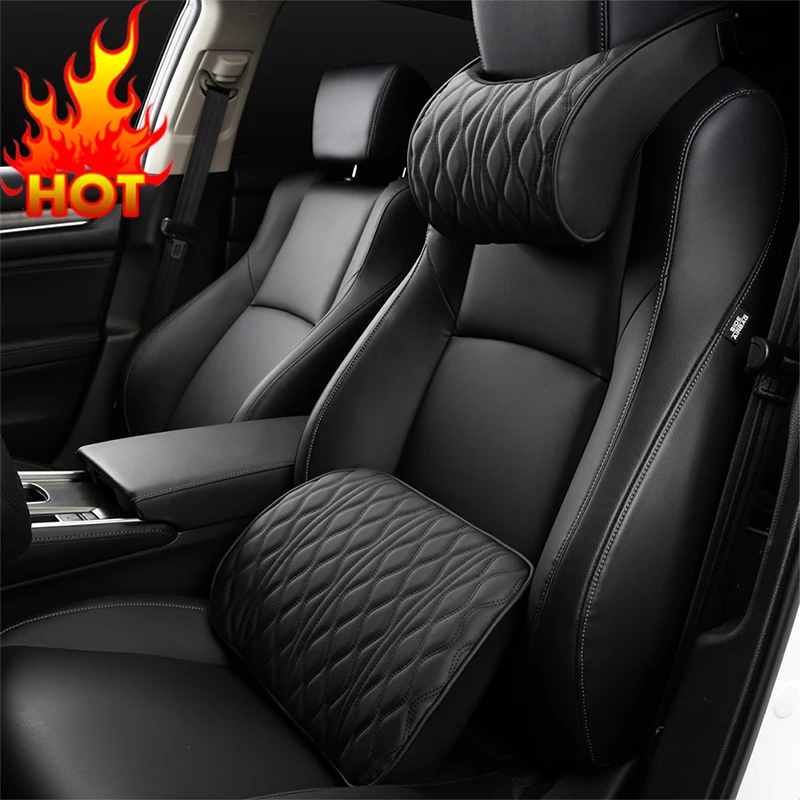 PU-Leather-Car-Headrest-Memory-Foam-Car-Rest-Neck-Pillow-Back-Cushion ...