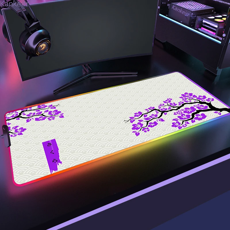 RGB-Purple-and-White-Japanese-Sakura-Mouse-Pad-LED-Light-Gaming ...