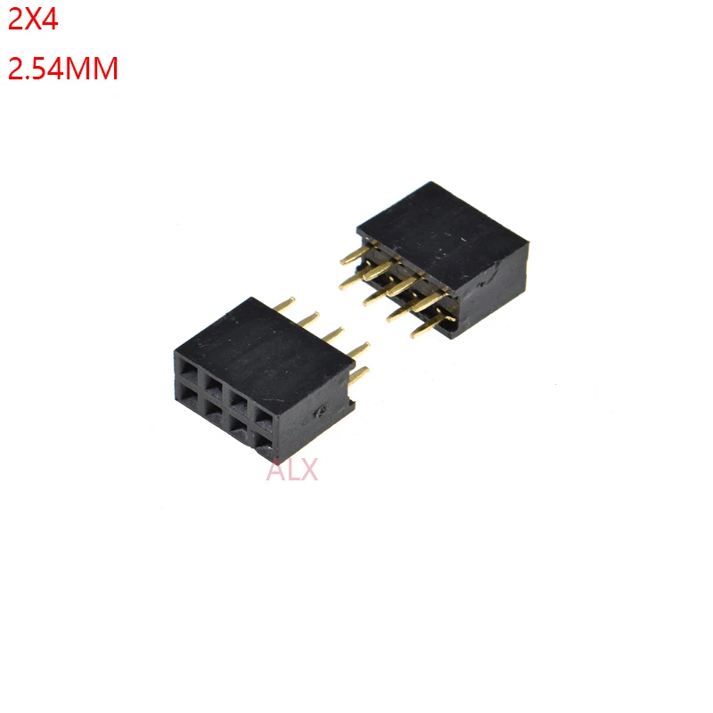 10/50pcs 2x4 Pin Double Row Straight Female Pin Header 2.54mm Pitch ...