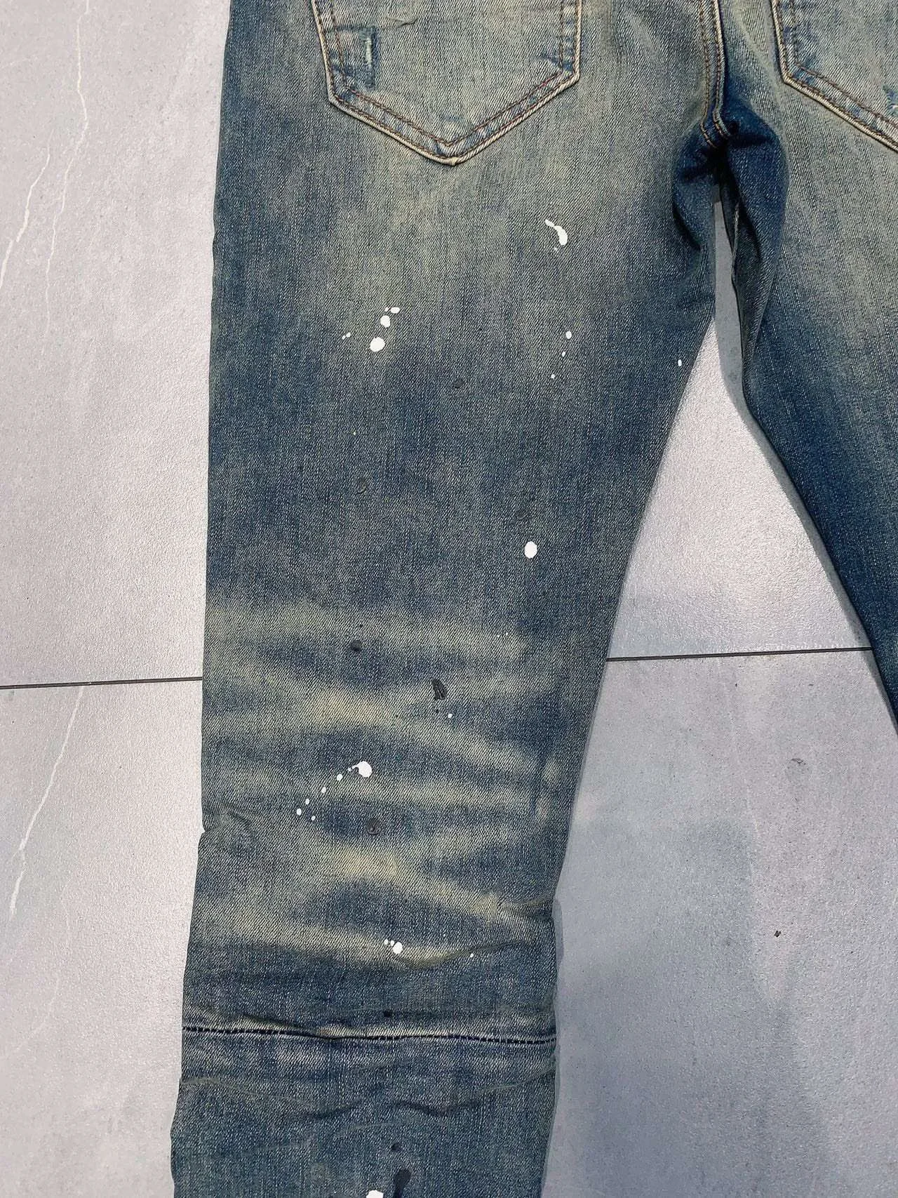 2024 New Fashion Purple Brand Jeans High Street Do It Mud Yellow Wash ...